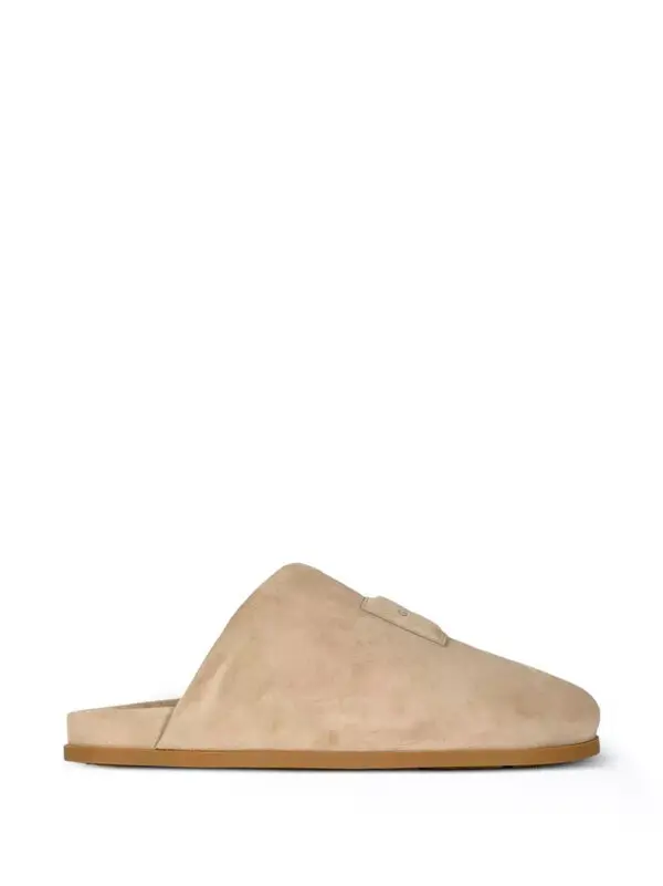 Givenchy Puffy Logo-patch Suede Mules - Neutrals