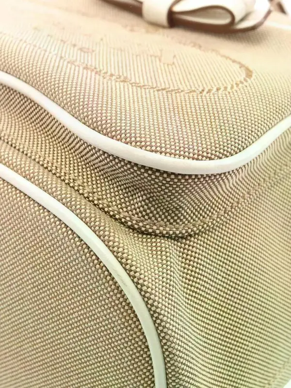 Prada 2010-2026 Canvas Canapa Logo Bow Drawstring Bucket Bag Satchel