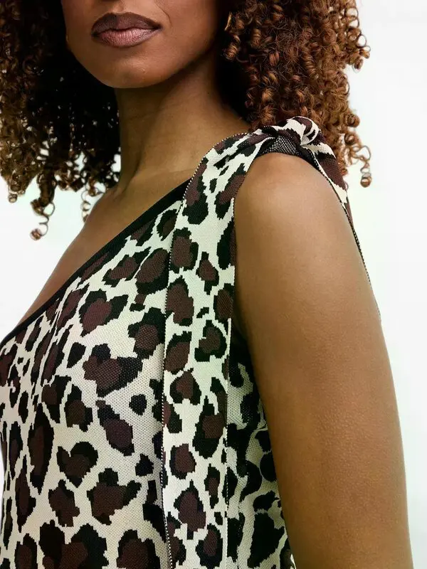 SILVIAN HEACH One-shoulder Animal Print Knit Top