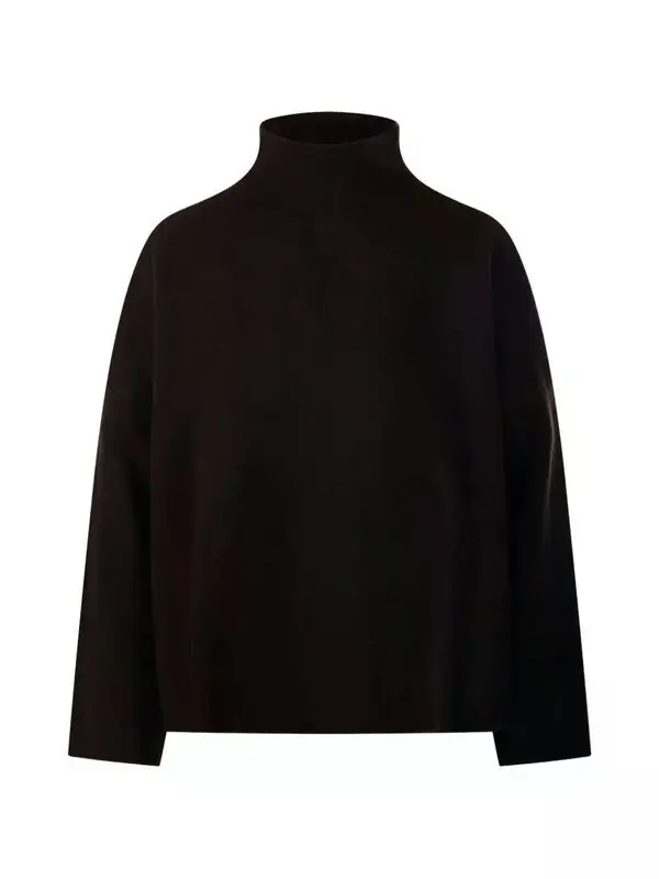 ALLUDE High-neck Dropped-shoulder Sweater - Brown