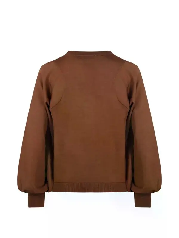 NUDE Puff-sleeve Crew-neck Sweater - Brown