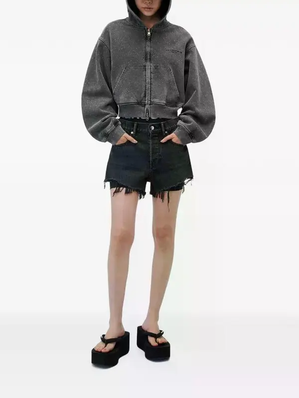 Alexander Wang Crystal Hotfix Zip-up Hoodie
