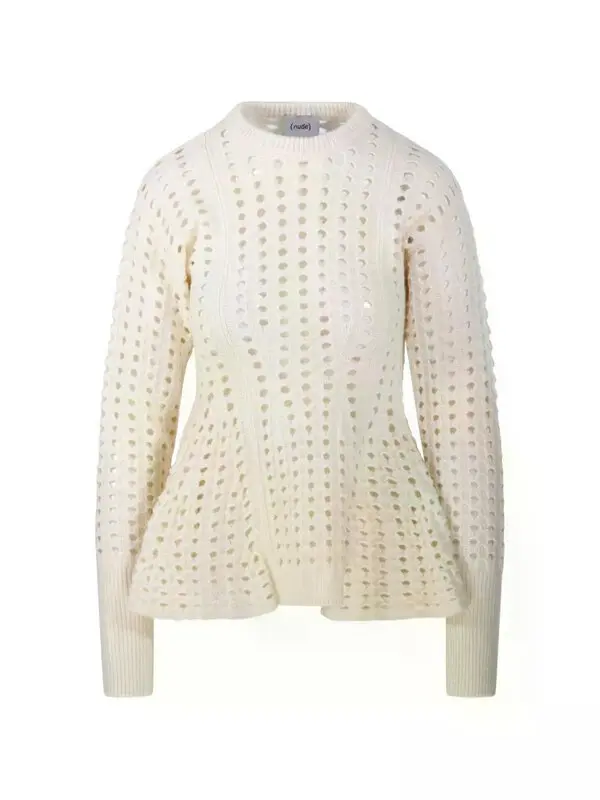 NUDE Open-knit Peplum-hem Sweater - Neutrals
