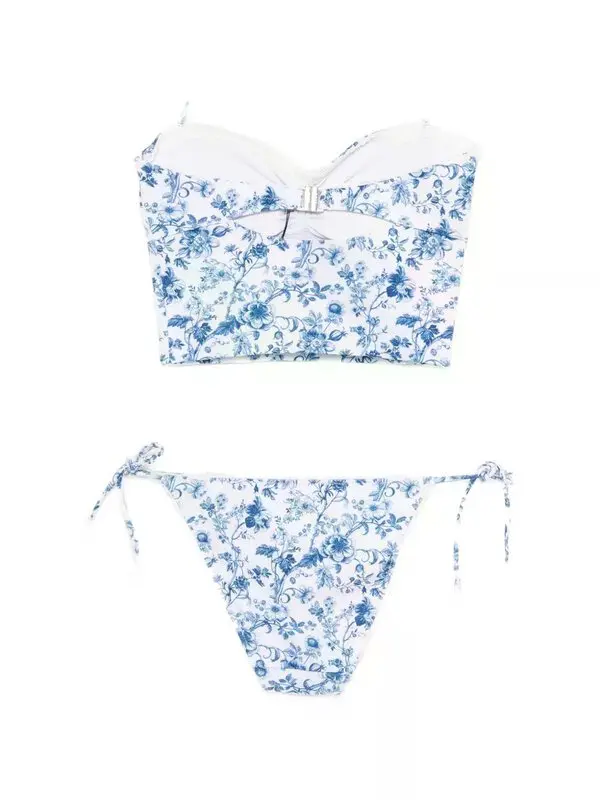 DAZE DAYZ Floral Print Bandeau Bikini - White