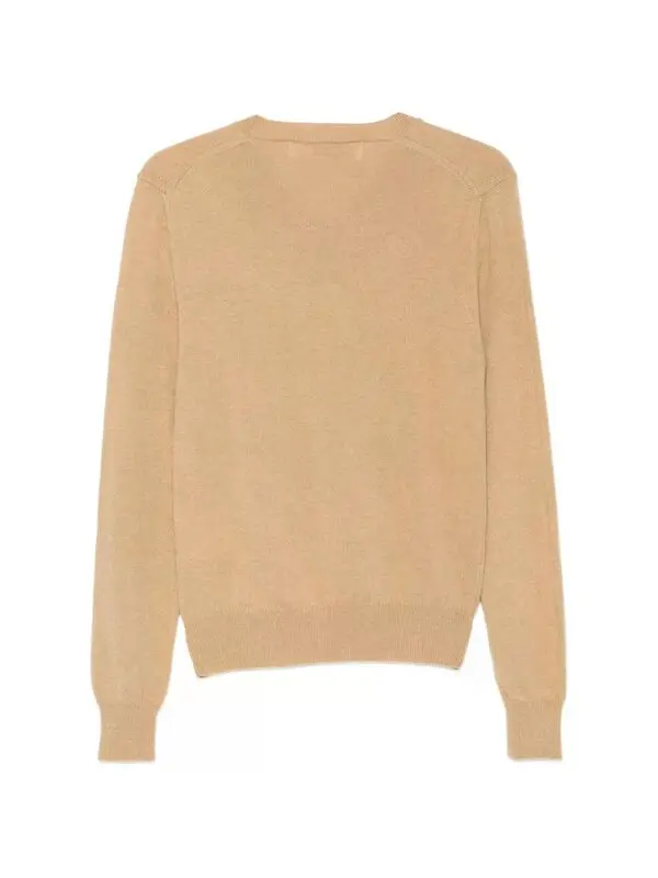 Play Comme Des Garcon Heart-patch V-neck Sweater