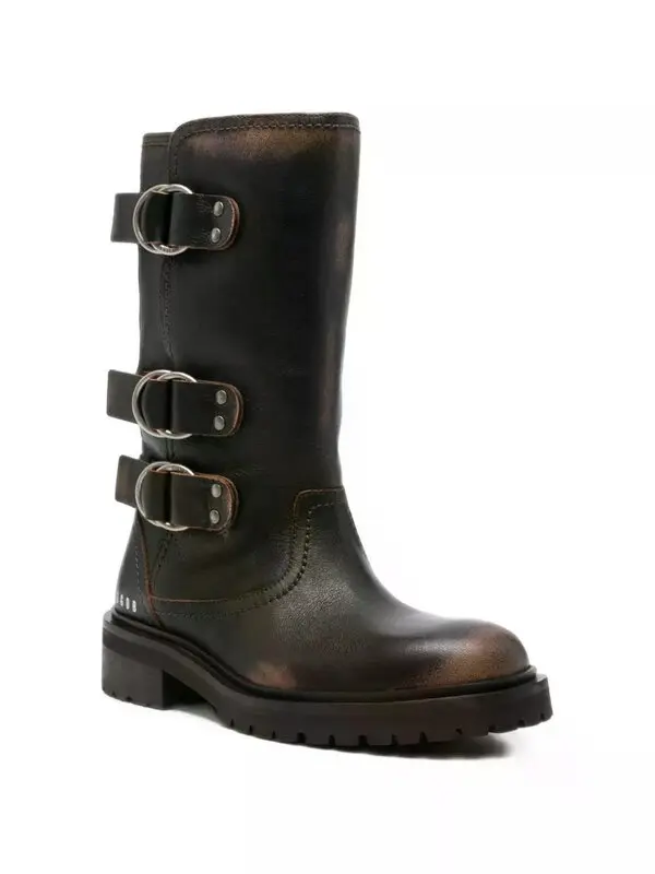 GOLDEN GOOSE Triple-buckle Distressed Biker Boots