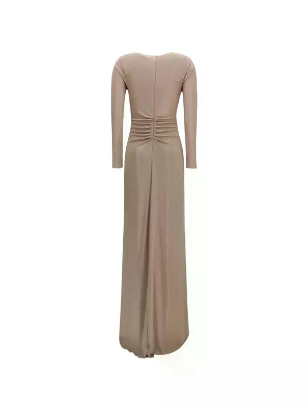 NISSA Ruched Metallic Stretch-jersey Maxi Dress