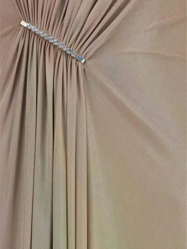 NISSA Ruched Metallic Stretch-jersey Maxi Dress