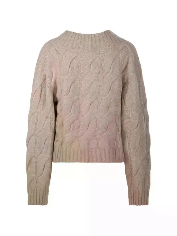 ALLUDE Cable-knit V-neck Sweater
