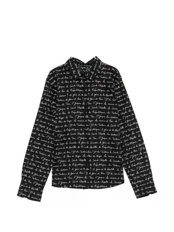 AGNES B. Paris Landmark Handwriting-print Shirt - Black