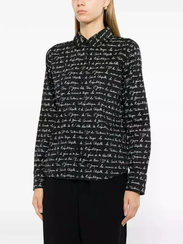 AGNES B. Paris Landmark Handwriting Print Shirt