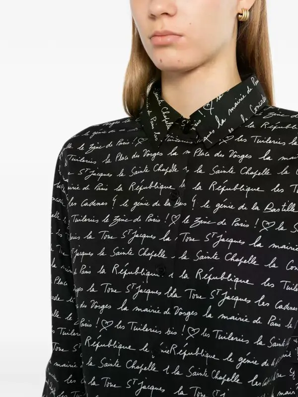 AGNES B. Paris Landmark Handwriting Print Shirt