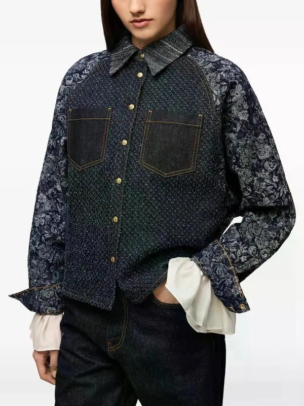 GANNI Shirt In Patchwork Denim