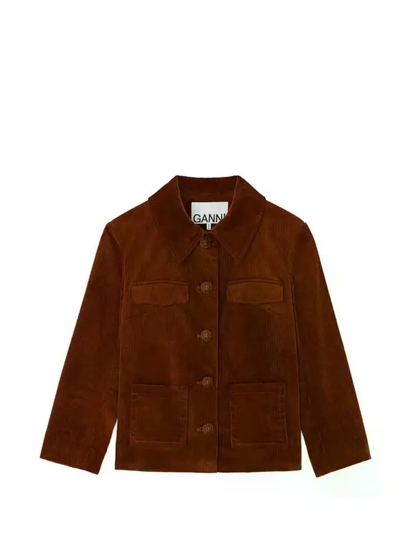 GANNI Blazer In Corduroy - Brown