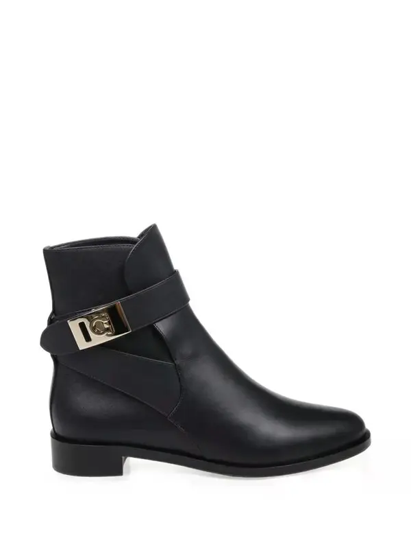 FERRAGAMO Hug Buckle Ankle Boots - Black