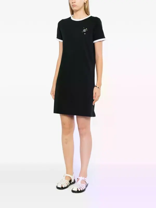 AGNES B. Embroidered Star Motif Cotton Dress