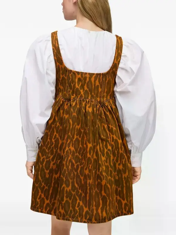 GANNI Leopard-print Denim Dress