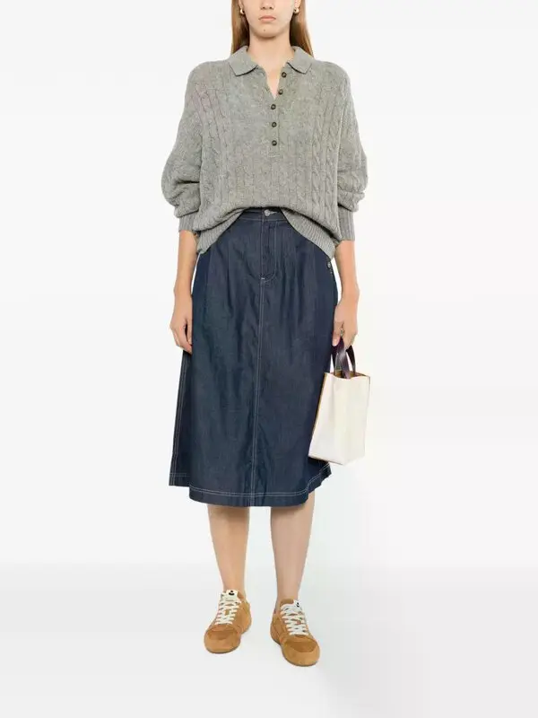 AGNES B. Chambray Midi Skirt