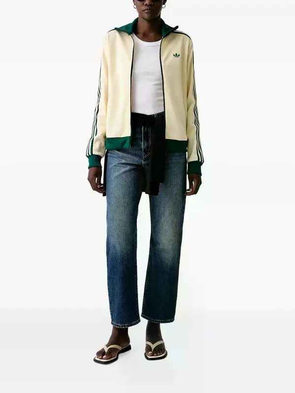 Adidas Logo-embroidered Striped Track Jacket - Neutrals
