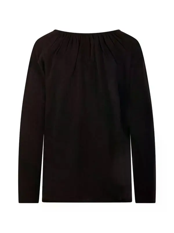 ALLUDE Gathered Neckline Fine-knit Top