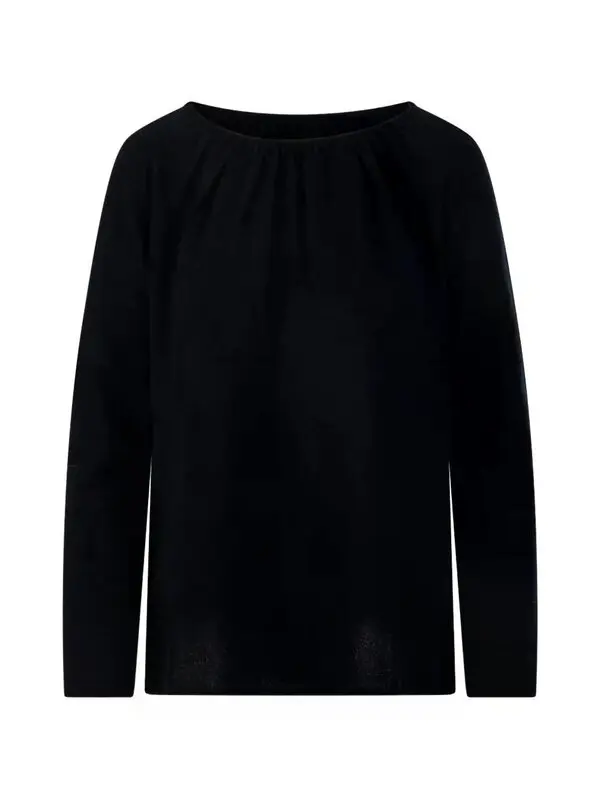 ALLUDE Gathered Long-sleeve Blouse - Black