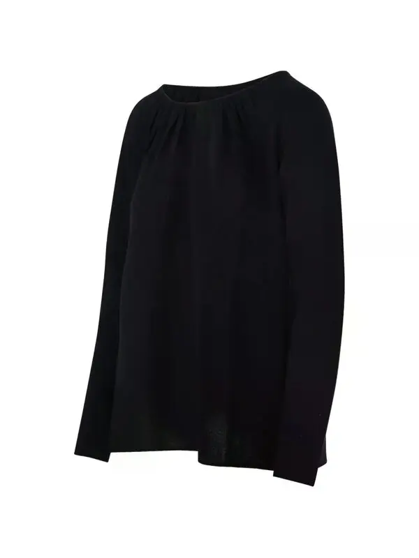 ALLUDE Gathered Long-sleeve Blouse