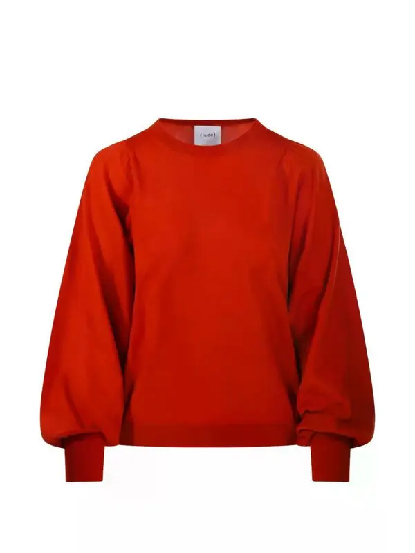 NUDE Puff-sleeve Crew-neck Sweater - Orange