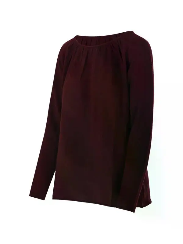 ALLUDE Gathered Neckline Fine-knit Top