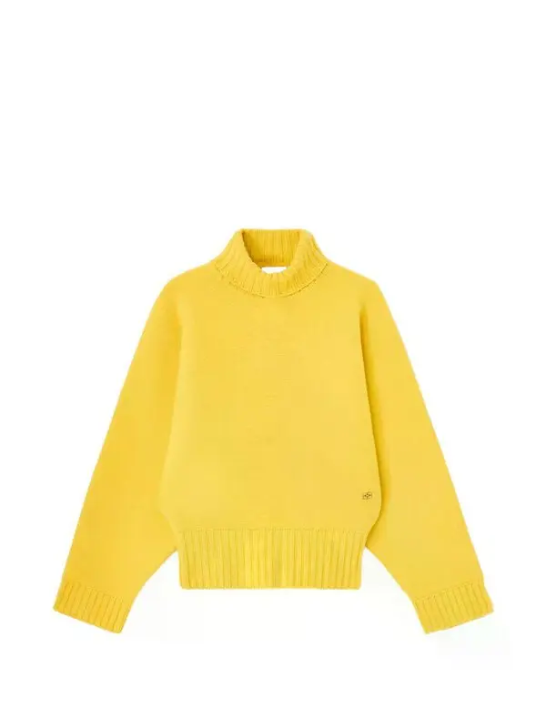 GANNI Turtleneck In Double Knit - Yellow
