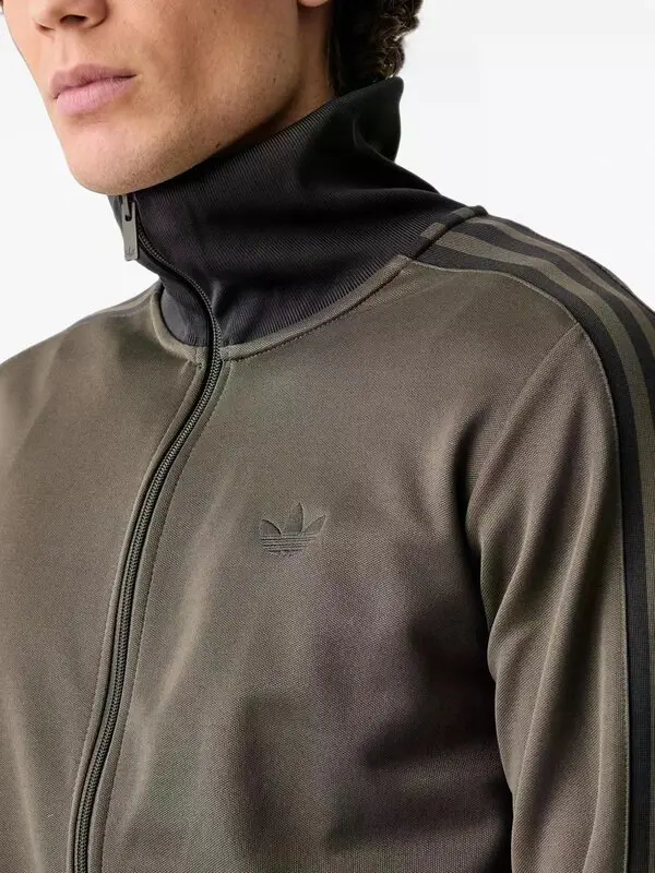 Adidas Logo-embroidered Striped-sleeve Zip-up Sweat