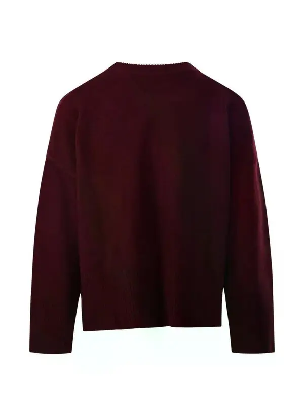 BEYOU Ribbed-knit Crew-neck Sweater - Red