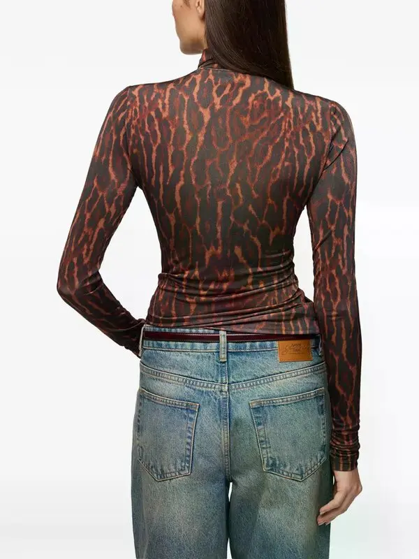 GANNI Turtleneck Top In Printed Jersey
