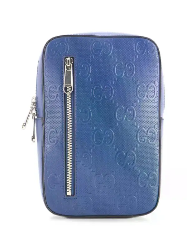 Gucci Gg Embossed Perforated Leather Sling Backpack
