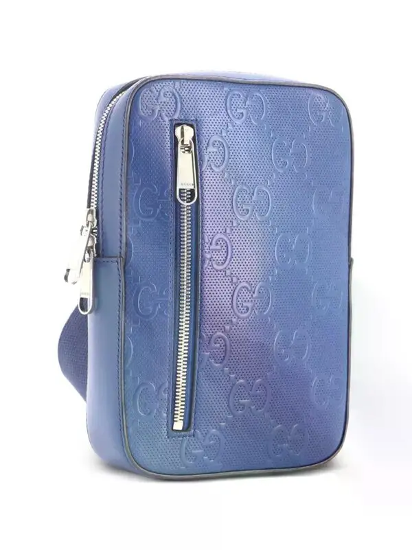 Gucci Gg Embossed Perforated Leather Sling Backpack