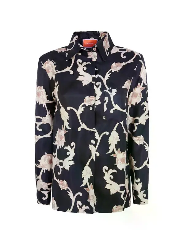 La DoubleJ Floral-print Silk Shirt - Black