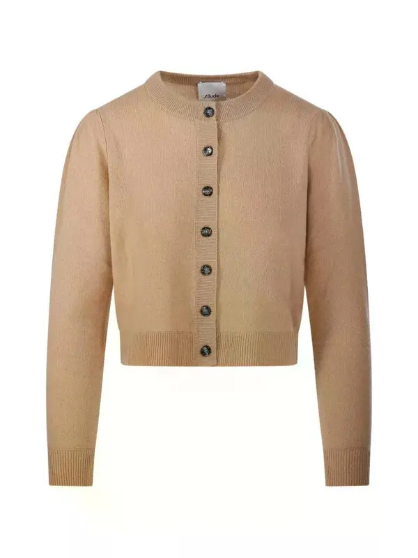 ALLUDE Puff Sleeve Button-up Cardigan
