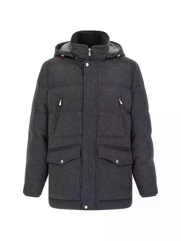 Brunello Cucinelli Quilted Wool Parka - Grey