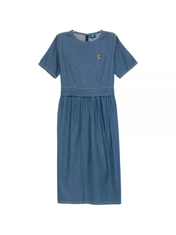 AGNES B. Chambray Dress With Logo Patch