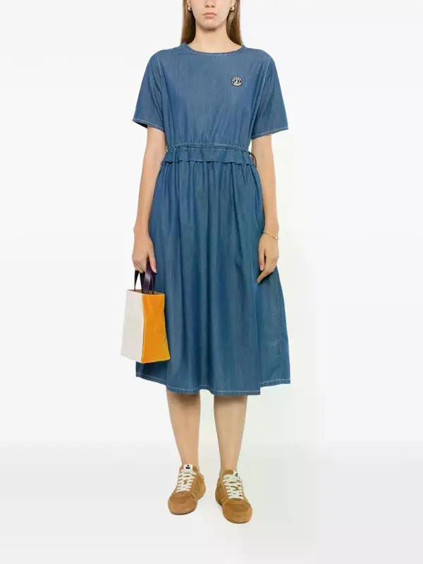 AGNES B. Chambray Dress With Logo Patch