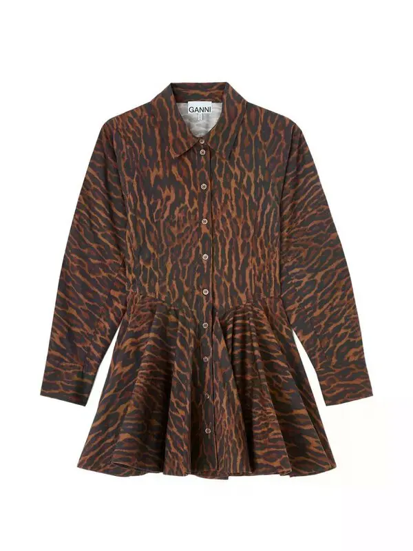 GANNI Dress In Gradient Red Leopard - Brown