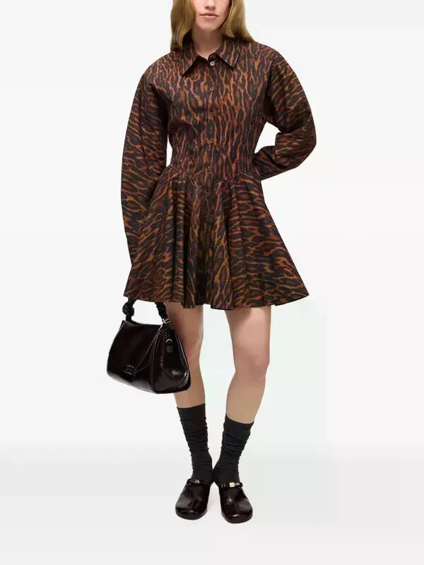 GANNI Dress In Gradient Red Leopard