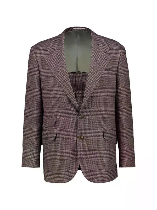 Brunello Cucinelli Prince Of Wales Check Wool Blazer - Brown
