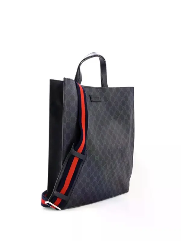 Gucci Convertible Soft Open Gg Coated Canvas Tall Tote Bag - Black