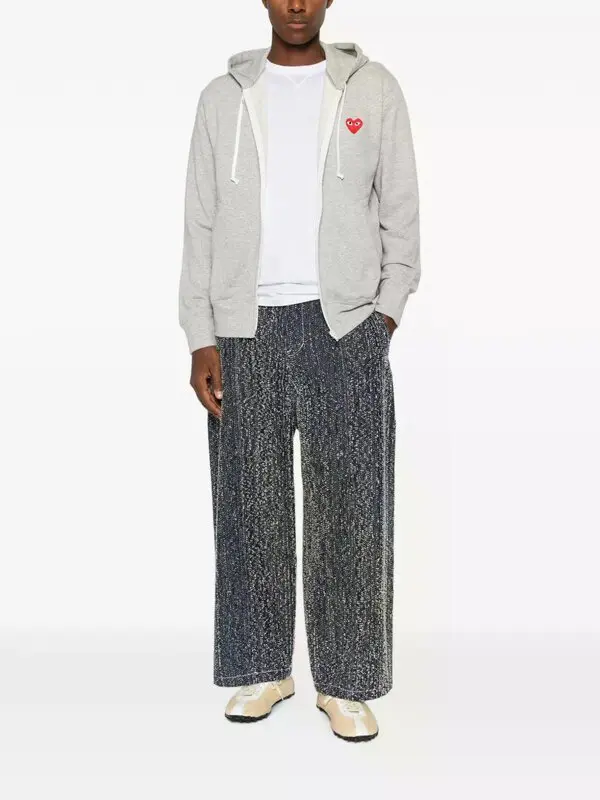 Play Comme Des Garcon Logo-patch Zip-up Hoodie - Grey