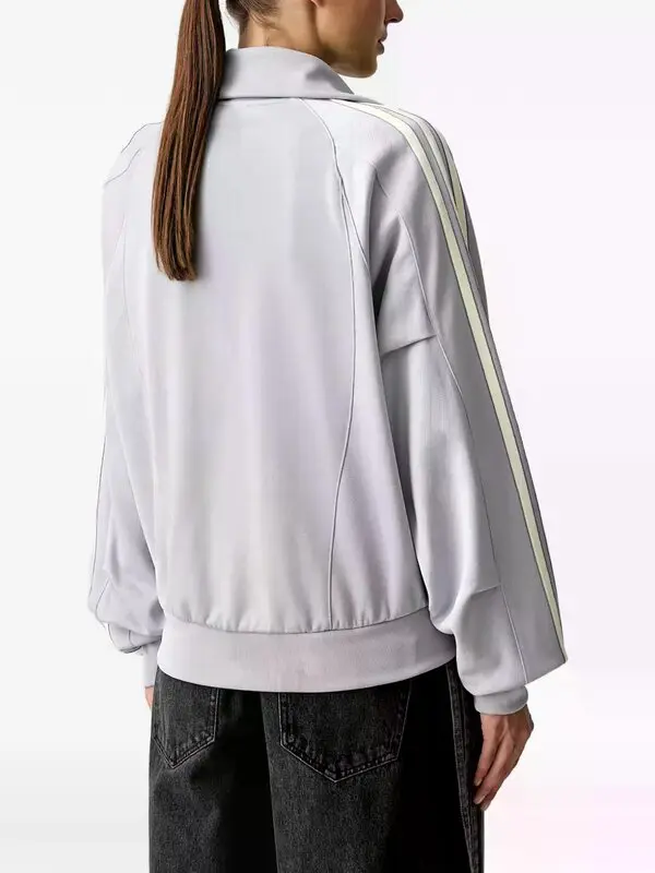 Adidas Logo-embroidered Side-stripe Zip-up Sweatshirt