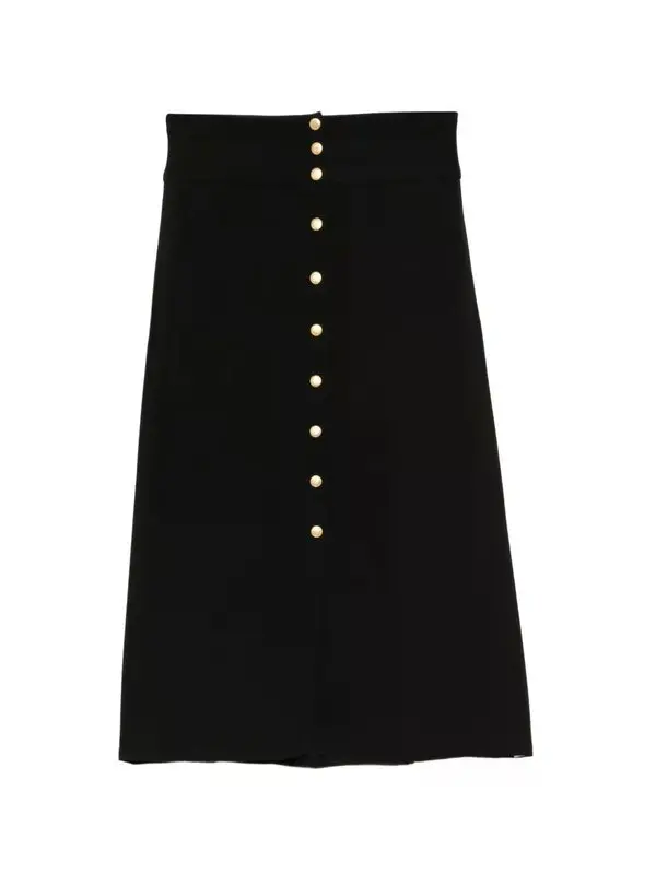 AGNES B. Flared Snap Skirt - Black