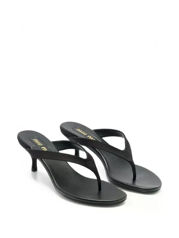 Miu Miu Kitten-heel Thong Sandals - Black