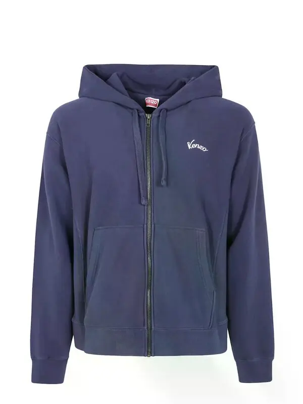 Kenzo Graphic Print Zip-up Hoodie - Blue