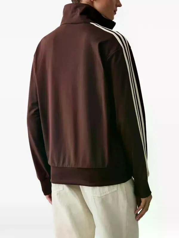 Adidas Logo-embroidered Striped Zip-up Sweatshirt
