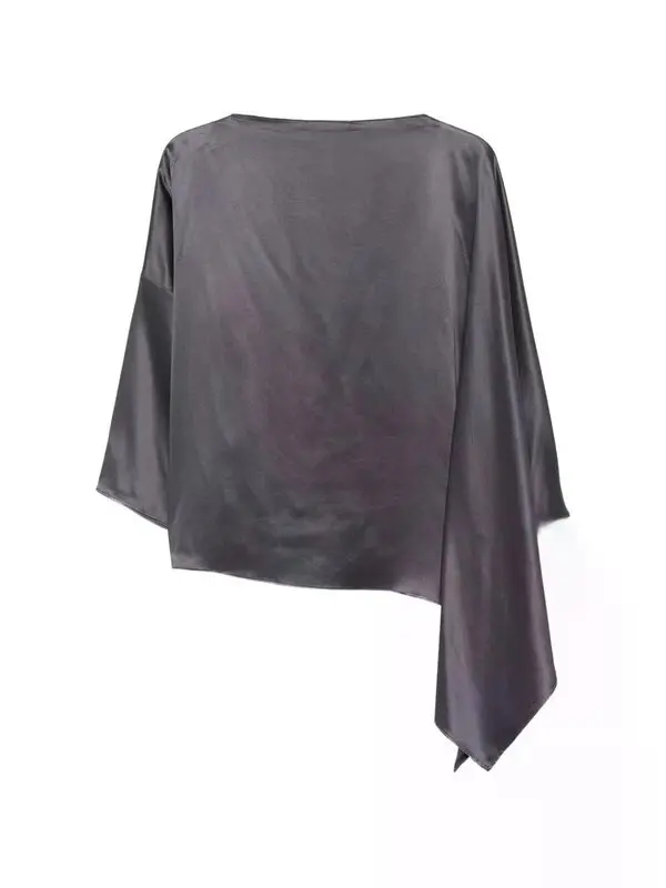 Dusan Asymmetric Satin Boat Neck Top